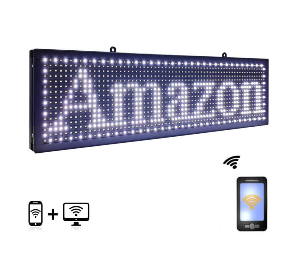 Ηλεκτρονική Πινακίδα LED 105x22cm Λευκό Με Wifi - Electronistas