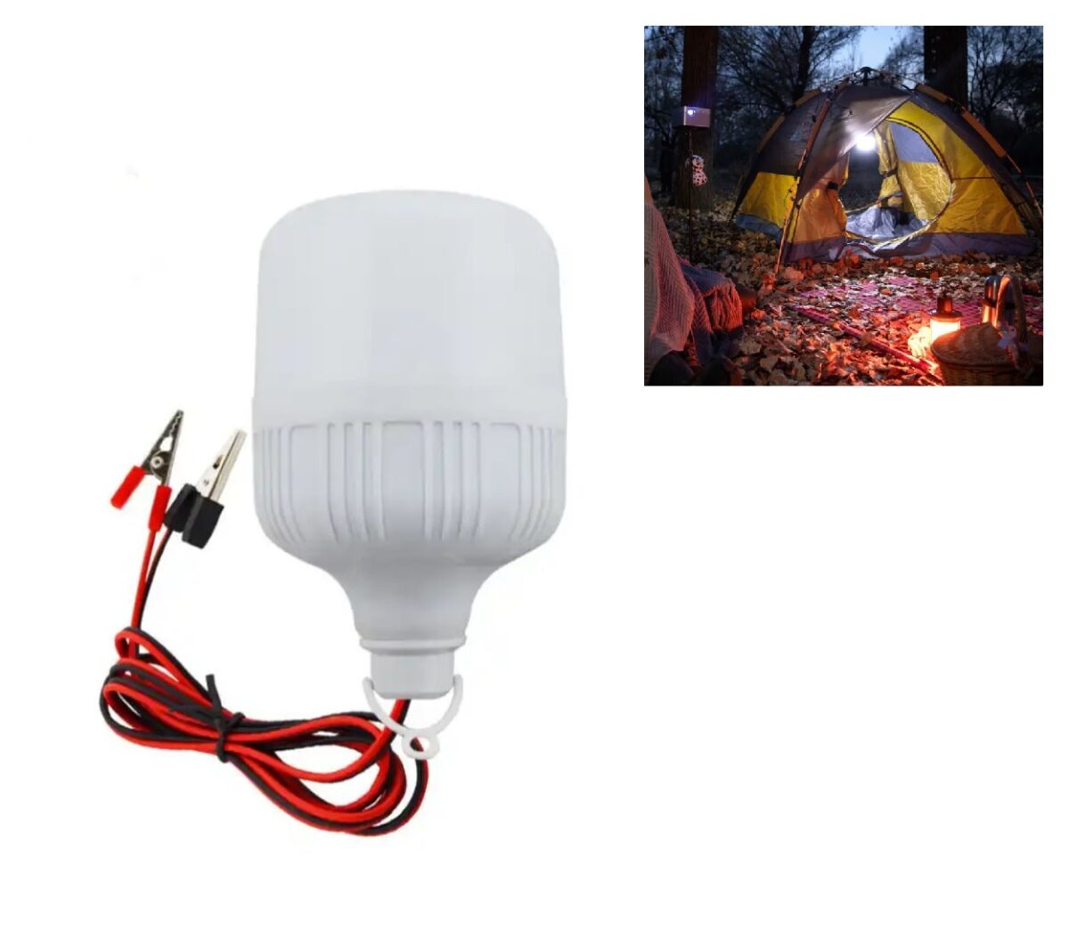 LED Λάμπα Ε27 Με Ντουί & Κροκοδειλάκια 12V 6500K - Electronistas