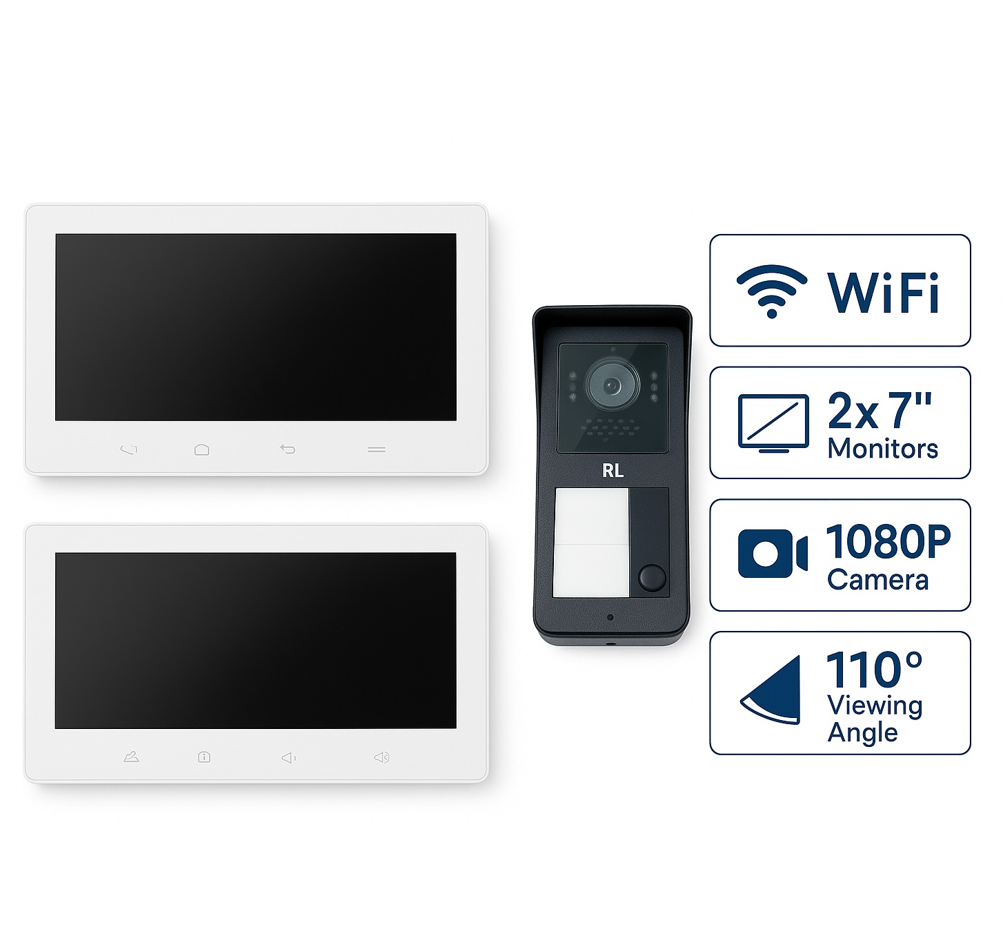 Σετ Θυροτηλεόρασης WIFI με 2 Οθόνες 7″ & 1 Κάμερα Κουδούνι - Electronistas